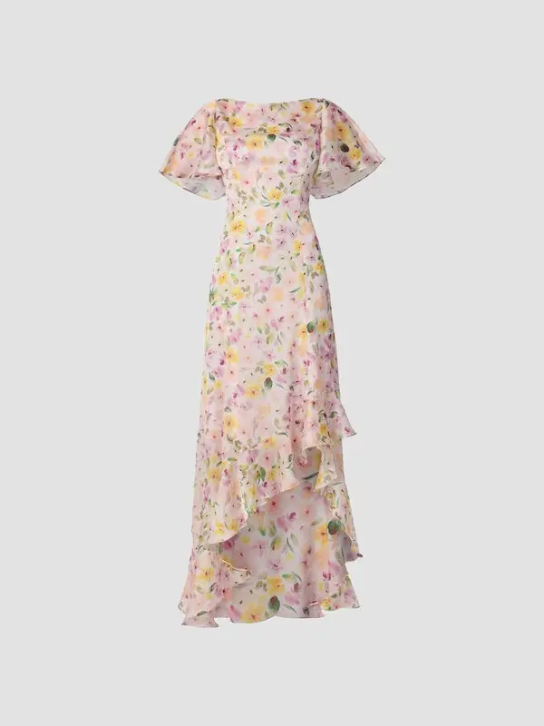 Shoshanna Chauncey Floral Chiffon Maxi Dress