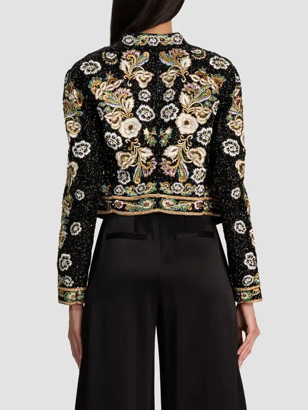Alice + Olivia Harvey Embellished Embroidered Jacket