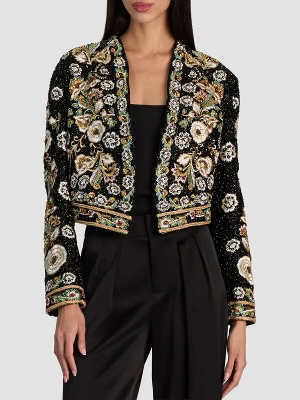Alice + Olivia Harvey Embellished Embroidered Jacket
