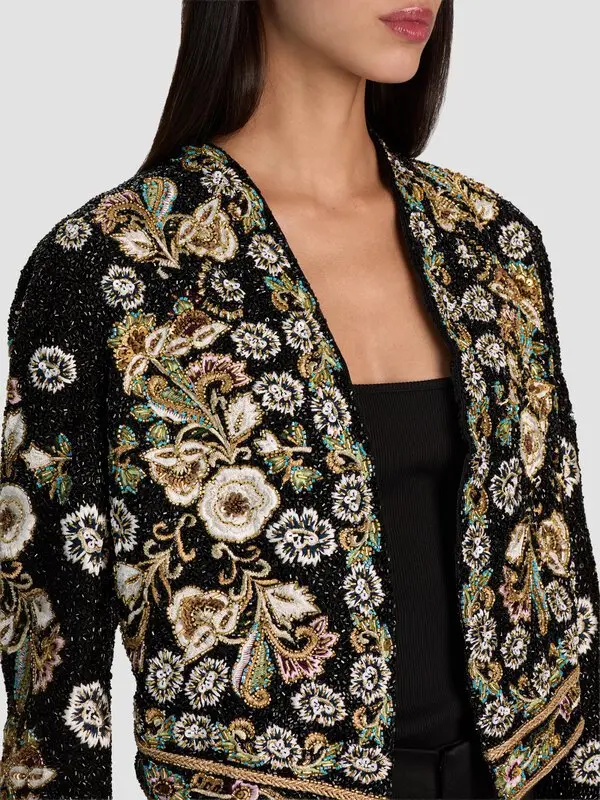 Alice + Olivia Harvey Embellished Embroidered Jacket
