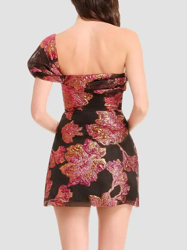 Dress The Population Olive One-shoulder Brocade Minidress