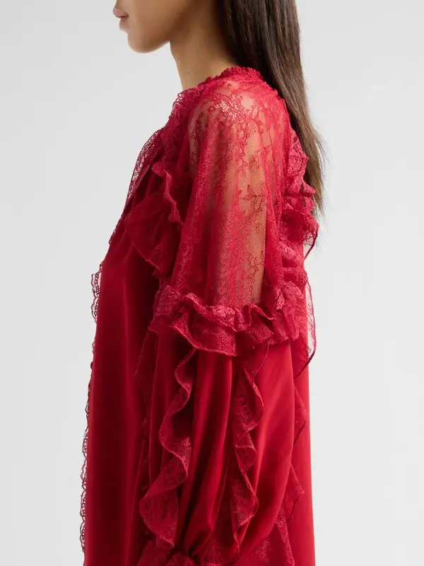 Alice + Olivia Aleena Ruffled Lace-trim Blouse