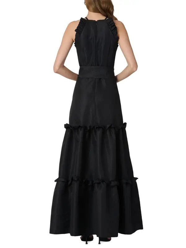 Shoshanna Lucille Ruffled Belted Maxi Dress