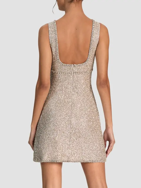 Alice + Olivia Mandy Embellished Plungingv-neck Mini Dress