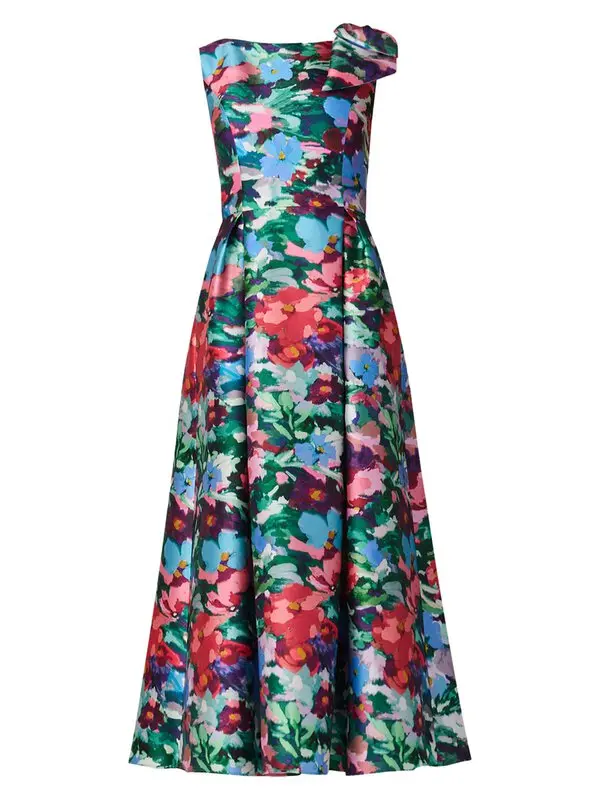 Shoshanna Eleanor Pleated Floral Midi-dress
