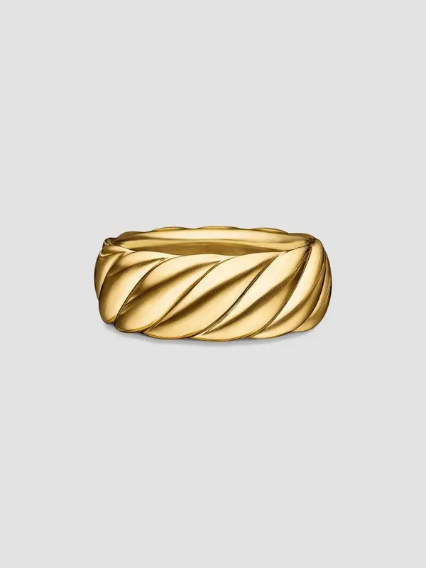 David Yurman Sculpted Cable Contour Band Ring In 18k Yellow 9mm