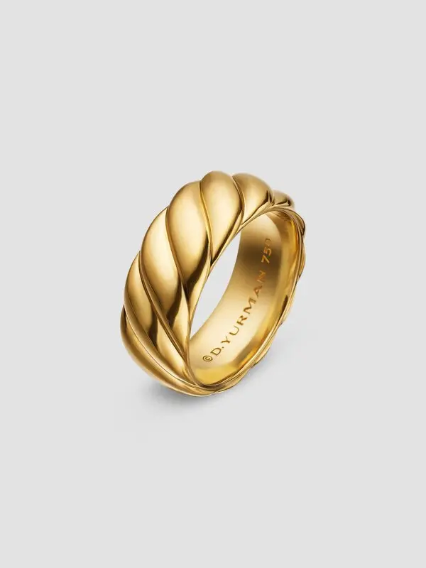 David Yurman Sculpted Cable Contour Band Ring In 18k Yellow 9mm