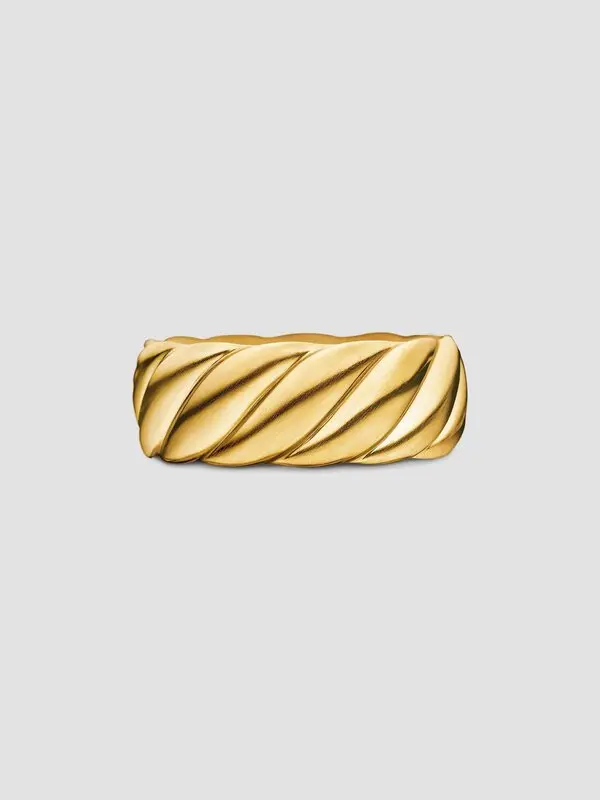 David Yurman Sculpted Cable Contour Band Ring In 18k Yellow 9mm