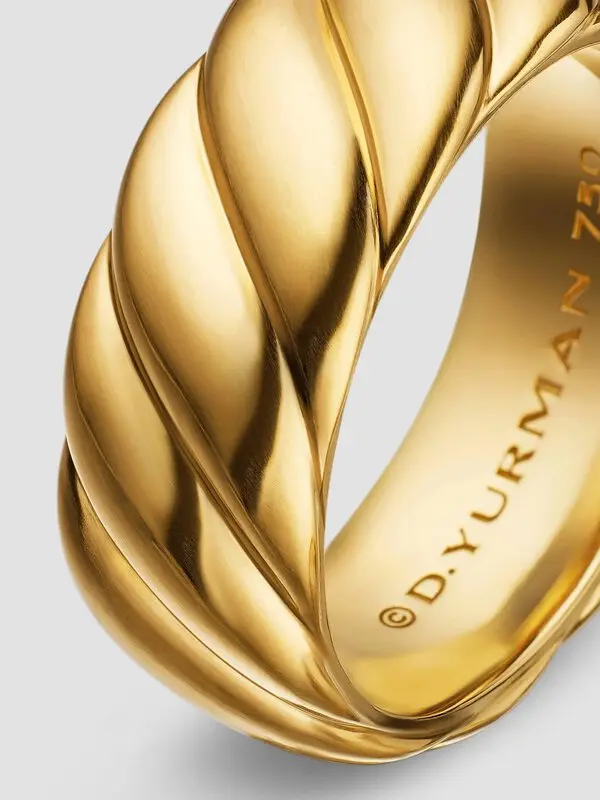 David Yurman Sculpted Cable Contour Band Ring In 18k Yellow 9mm