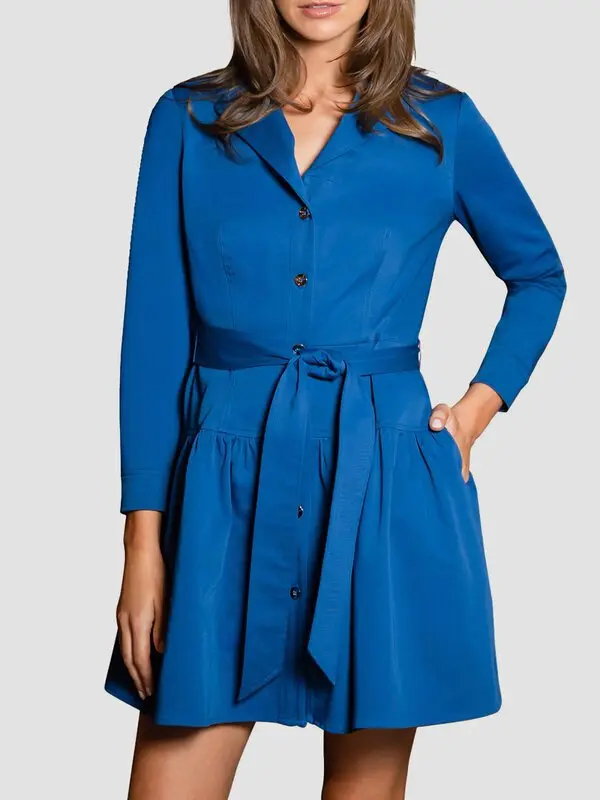 Shoshanna Emma Tie-waist Mini-shirtdress - Deep Blue