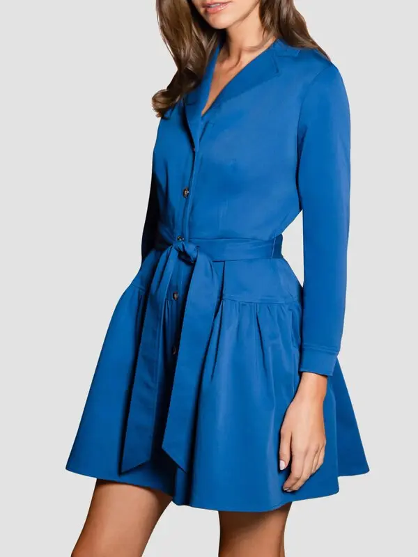 Shoshanna Emma Tie-waist Mini-shirtdress - Deep Blue