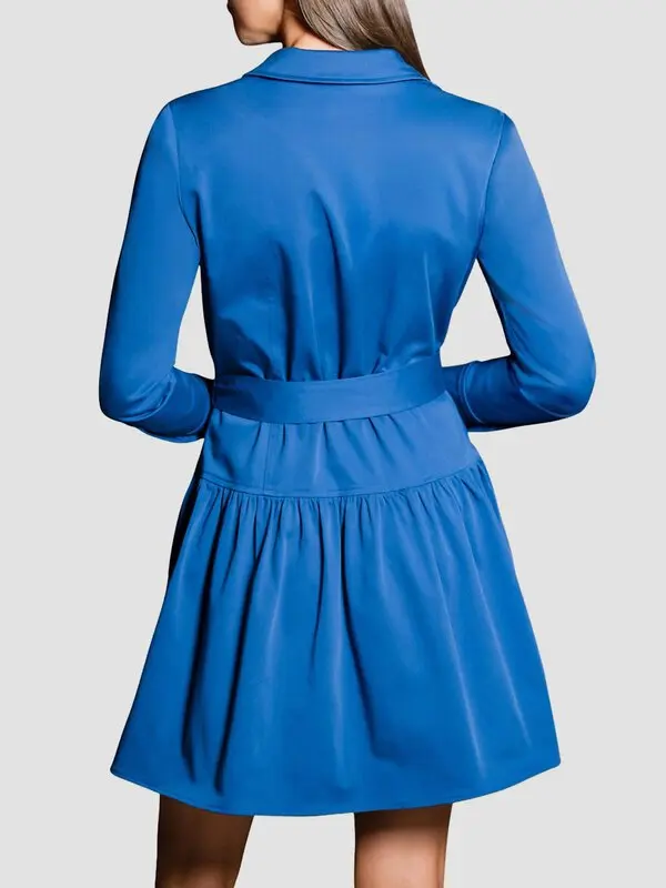Shoshanna Emma Tie-waist Mini-shirtdress - Deep Blue