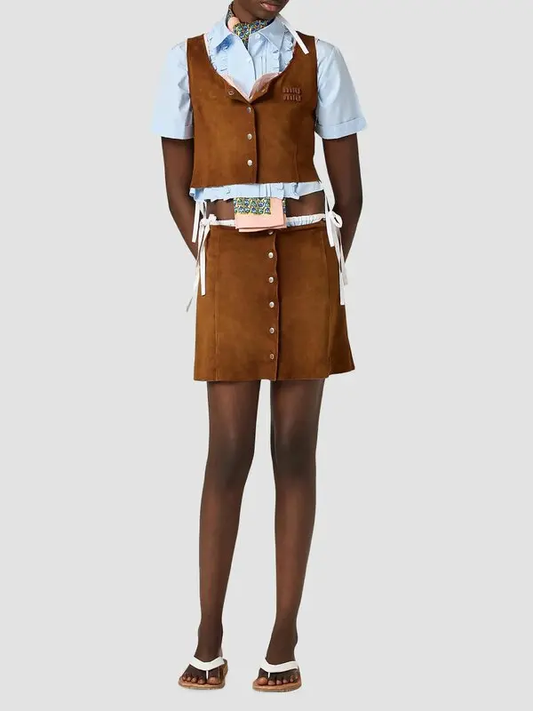 Miu Miu Waxed Suede Mini-skirt