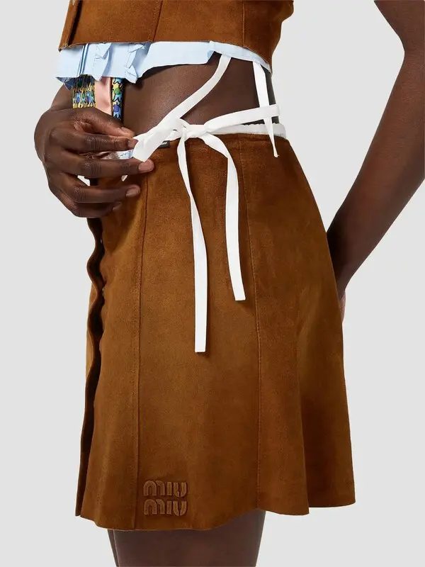 Miu Miu Waxed Suede Mini-skirt