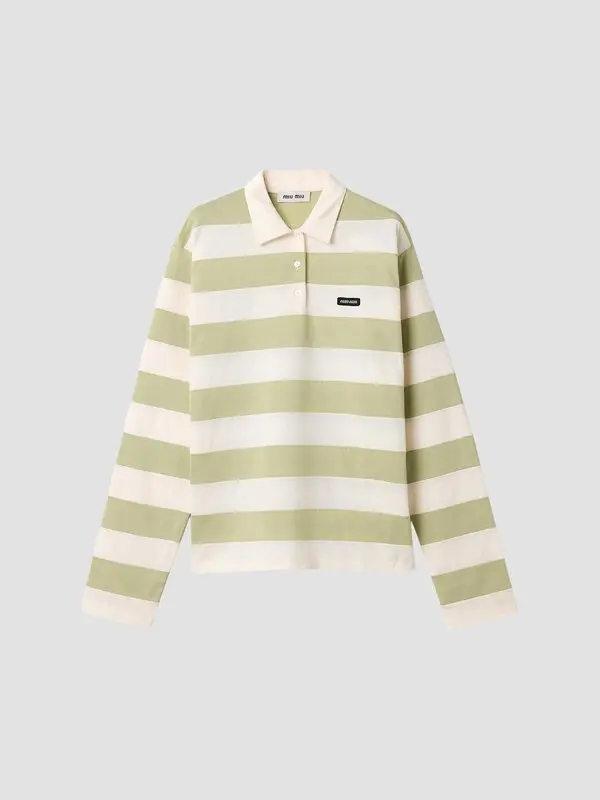 Miu Miu Striped Jersey Polo Shirt - Multicolor