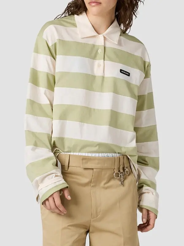 Miu Miu Striped Jersey Polo Shirt - Multicolor