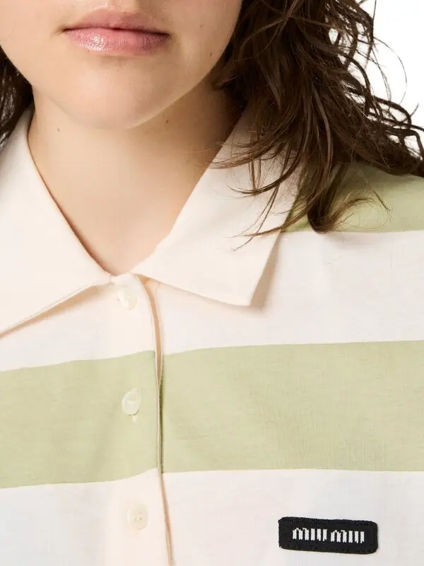 Miu Miu Striped Jersey Polo Shirt - Multicolor