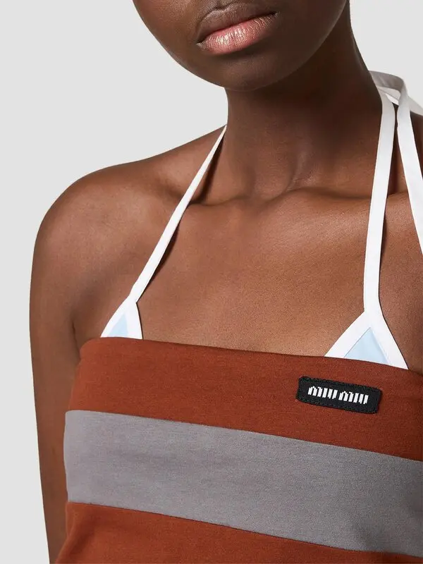 Miu Miu Striped Jersey Top - Grey Multi