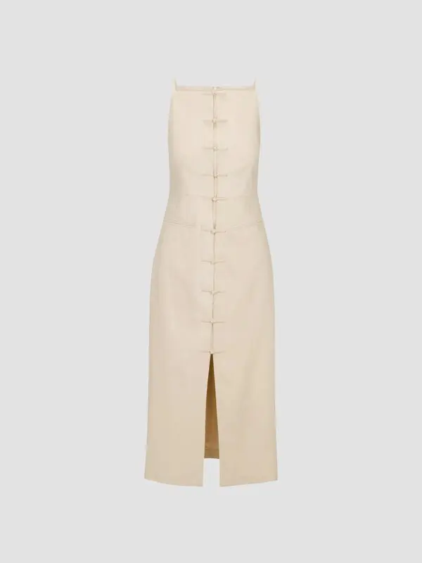 Rebecca Taylor Beatrice Stretch Linen-blend Midi-dress - Sand