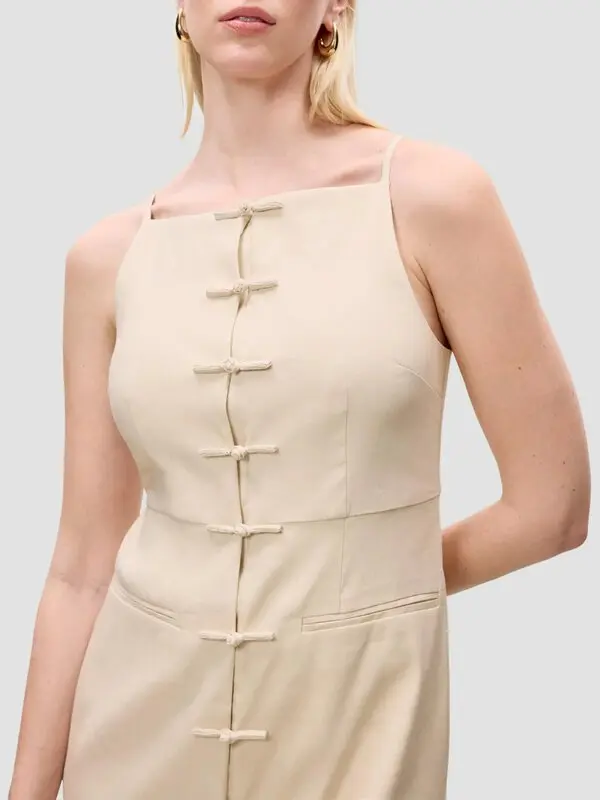 Rebecca Taylor Beatrice Stretch Linen-blend Midi-dress - Sand
