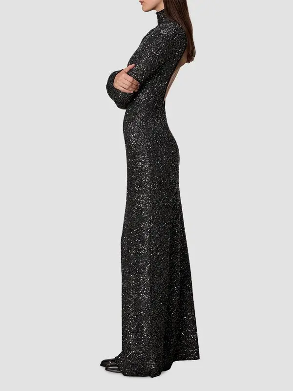 Rag & Bone Danni Metallic Knit Turtleneck Gown