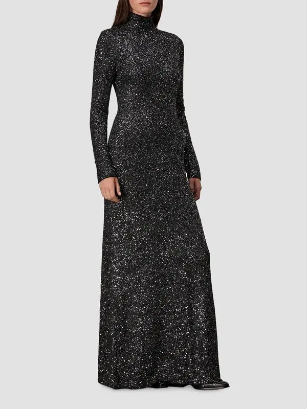Rag & Bone Danni Metallic Knit Turtleneck Gown