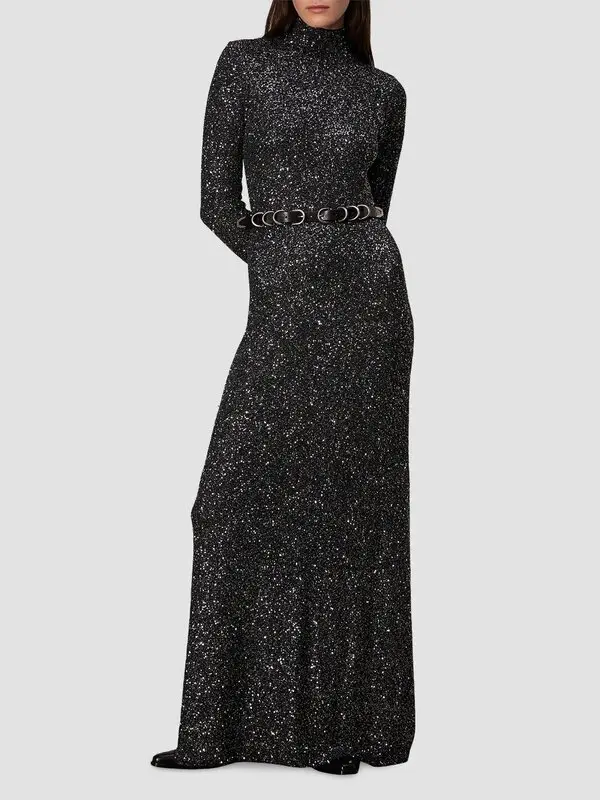 Rag & Bone Danni Metallic Knit Turtleneck Gown