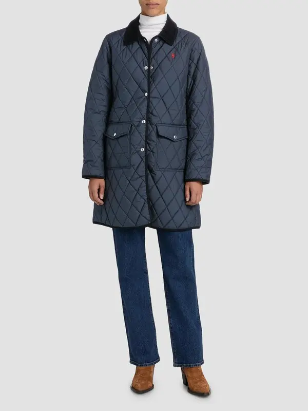 Polo Ralph Lauren Matte Diamond-quilted Barn Jacket - Navy