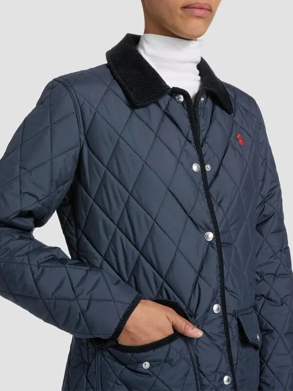 Polo Ralph Lauren Matte Diamond-quilted Barn Jacket - Navy