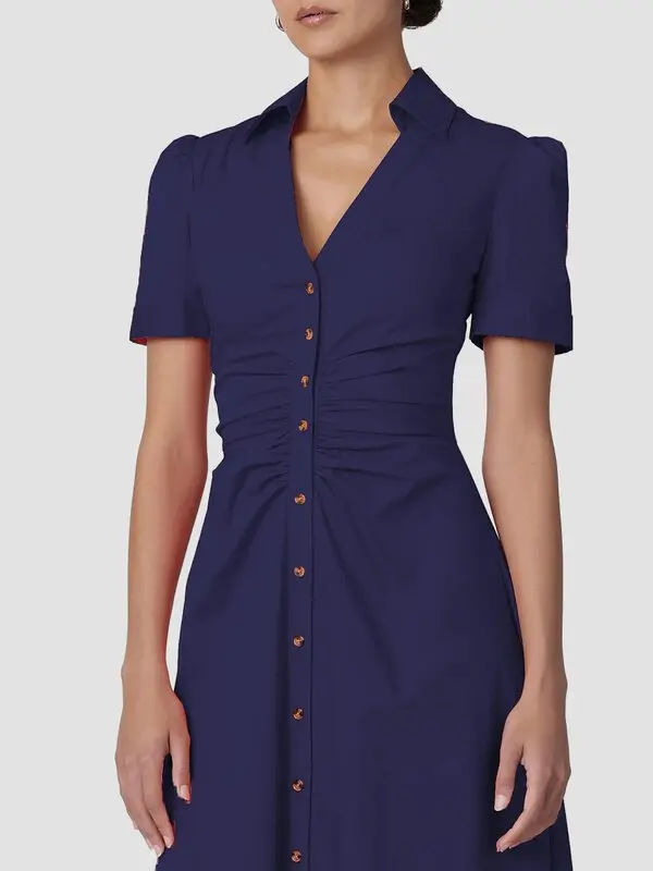 Shoshanna Barnet Gathered Waist Midi-dress - Navy