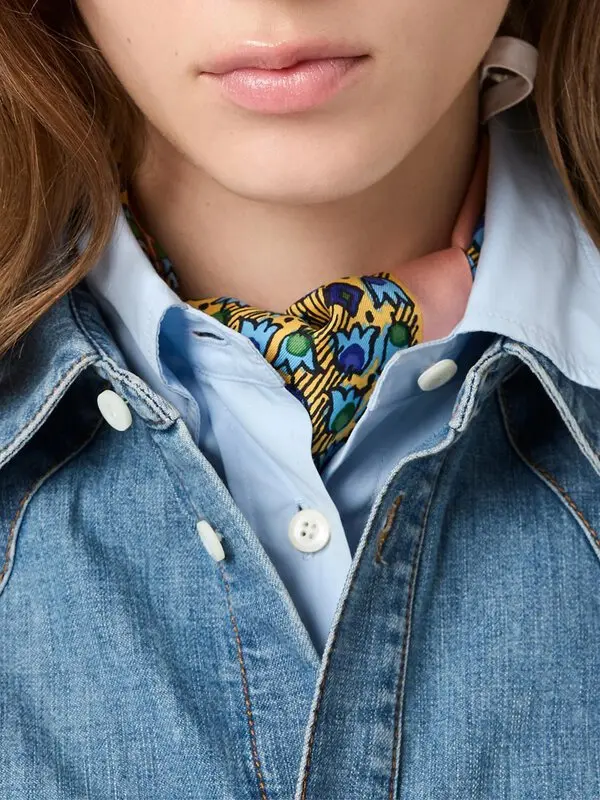 Miu Miu Cropped Chambray Tie Shirt