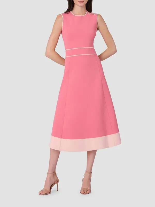 Shoshanna Tiffany Button-shoulder Midi Dress