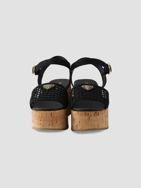 Prada Crochet Wedge Platform Sandals
