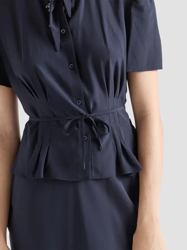 Prada Embroidered Marocain Dress - Blue