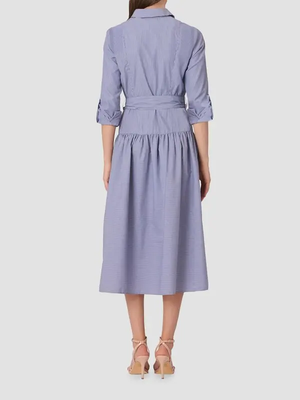 Shoshanna Caldwell Embroidered Pinstriped Shirtdress