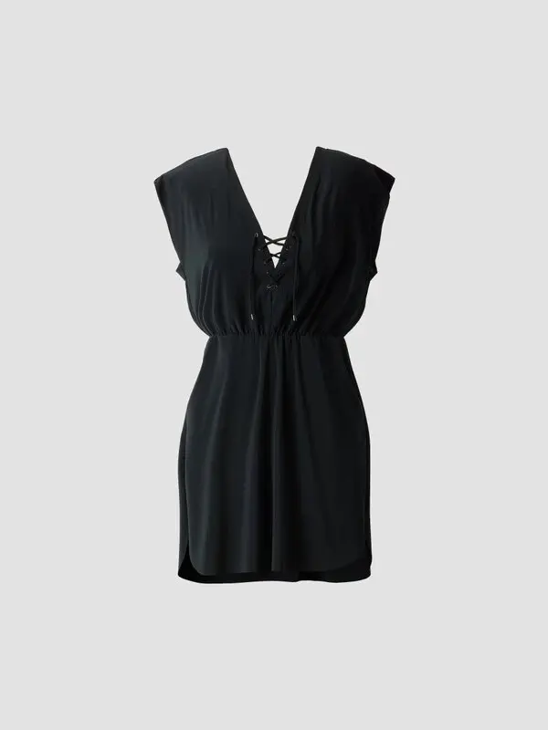 Magicsuit Cover Ups Lace-up Minidress - Black