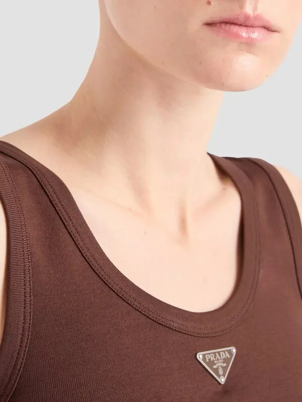 Prada Ribbed Knit Tank Top - Brown