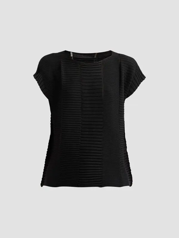 Issey Miyake Column Knit Short-sleeve Top