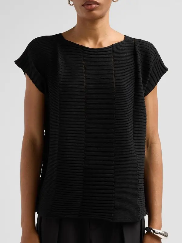 Issey Miyake Column Knit Short-sleeve Top