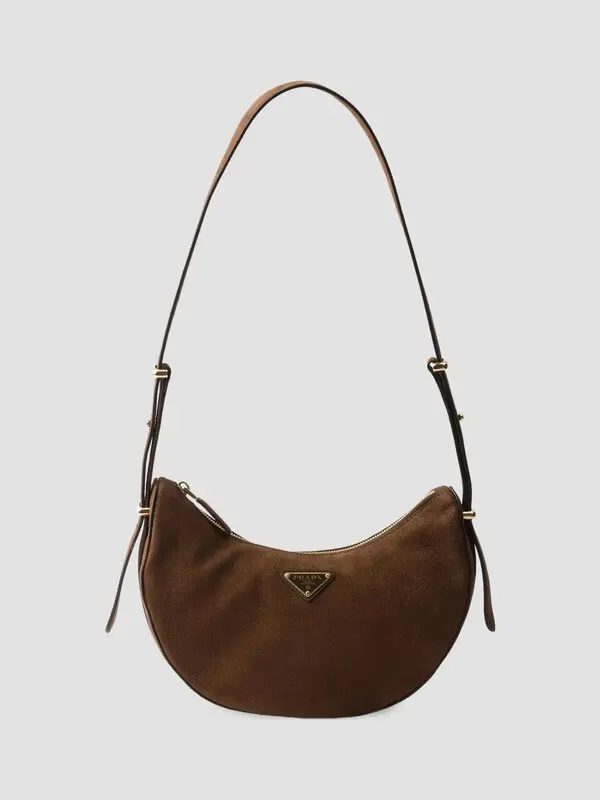 Prada Arqué Small Nubuck Leather Shoulder Bag - Brown