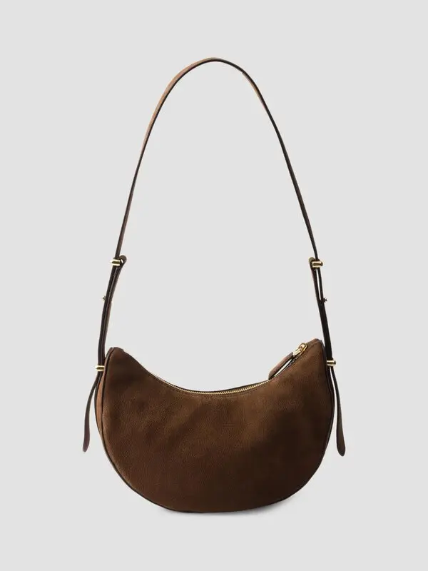 Prada Arqué Small Nubuck Leather Shoulder Bag - Brown