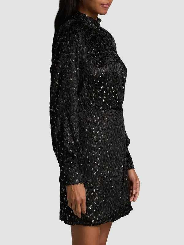 Simkhai Daphne Velvet & Metallic Clip-dot Minidress