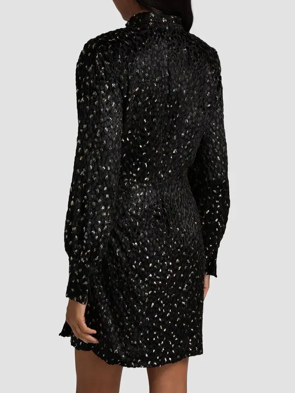 Simkhai Daphne Velvet & Metallic Clip-dot Minidress