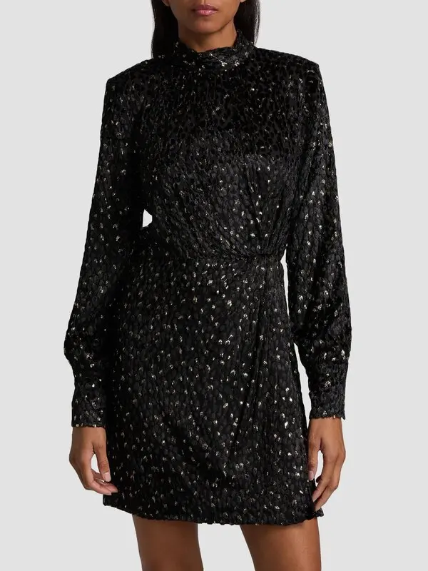 Simkhai Daphne Velvet & Metallic Clip-dot Minidress