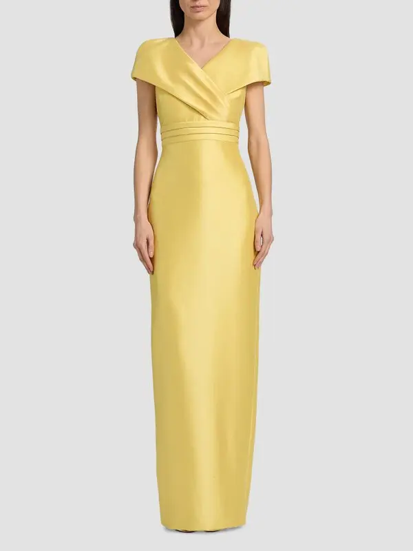 Badgley Mischka Stretch Mikado Column Gown