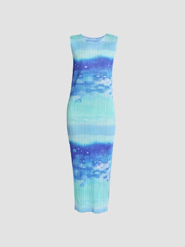 Issey Miyake Sea Bubble Plissé Midi-dress - Blue