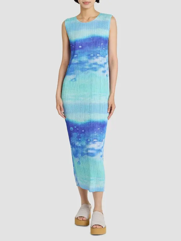 Issey Miyake Sea Bubble Plissé Midi-dress - Blue