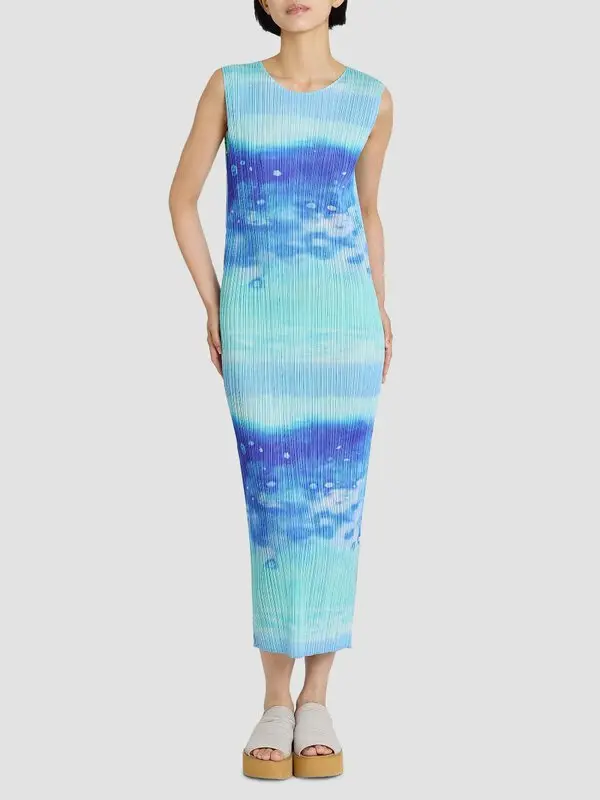 Issey Miyake Sea Bubble Plissé Midi-dress - Blue