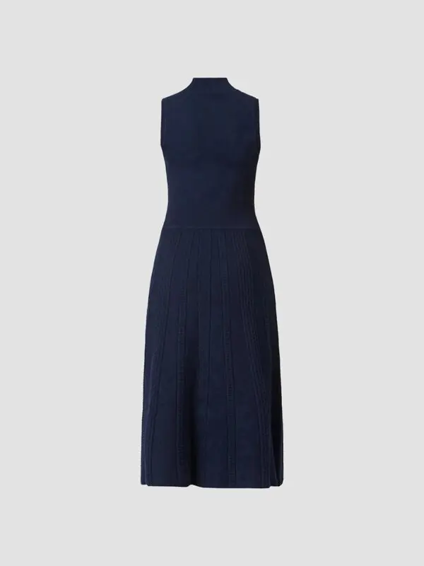 Shoshanna Car Cotton-wool Midi Dress - Navy