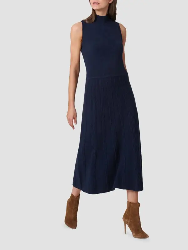 Shoshanna Car Cotton-wool Midi Dress - Navy